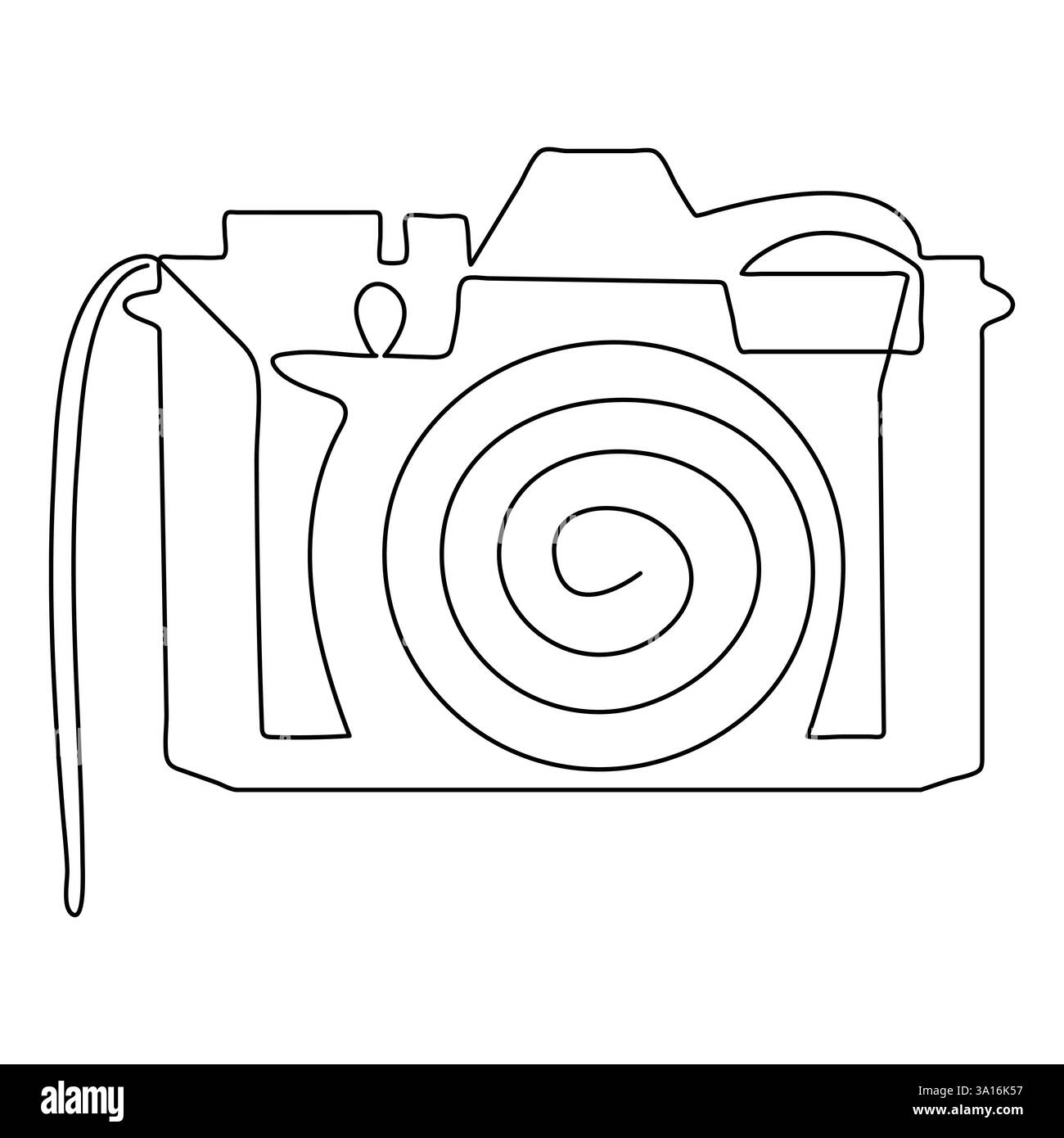 Continuous single line art drawing of classic camera style and outline ...