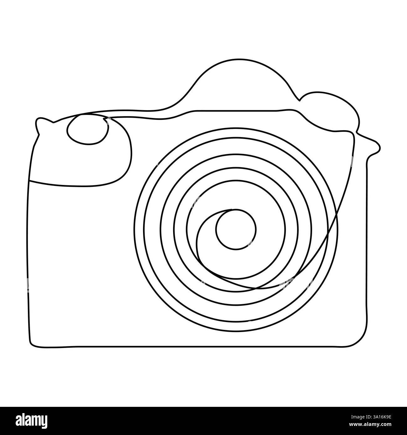 Continuous single line art drawing of classic camera style and outline ...
