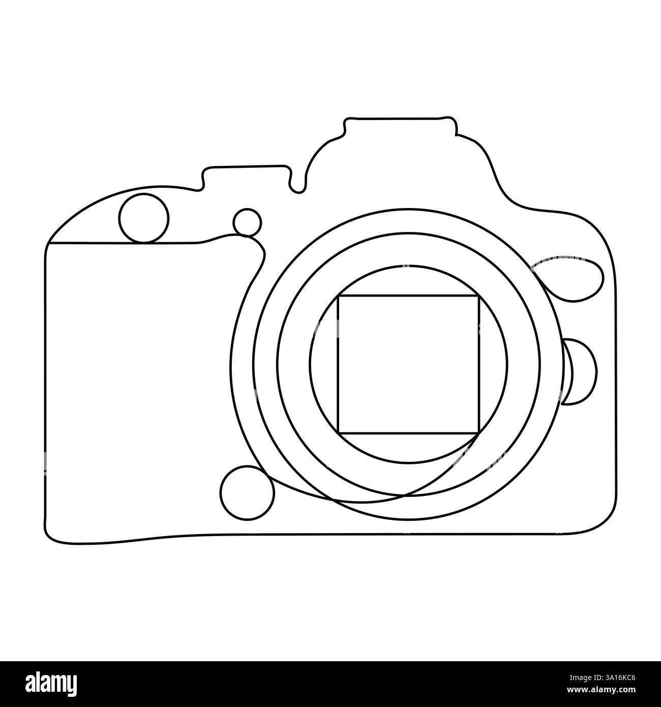 Continuous single line art drawing of classic camera style and outline ...