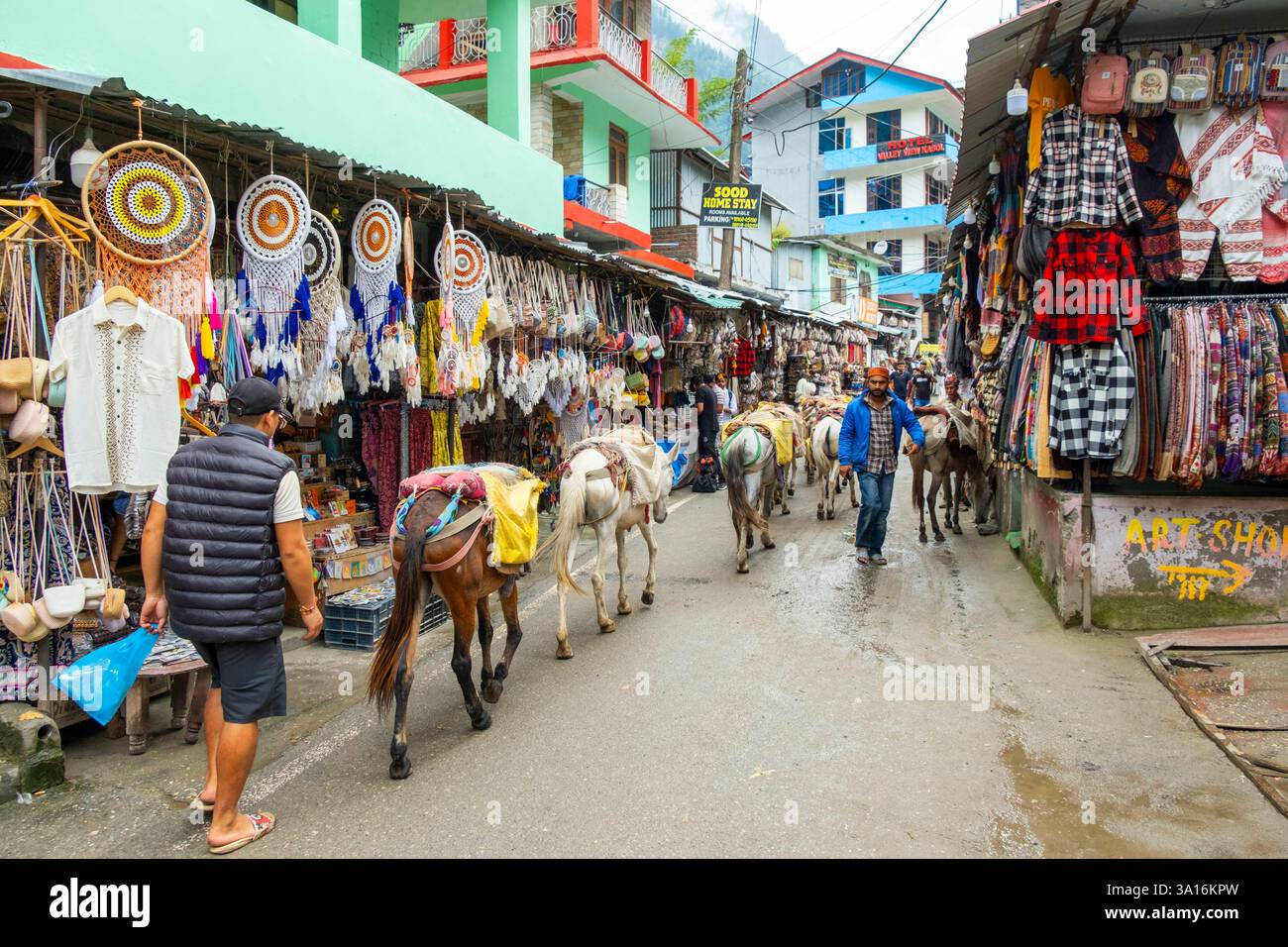 India, Himachal Pradesh state, Kasol, the craft market Stock Photo - Alamy