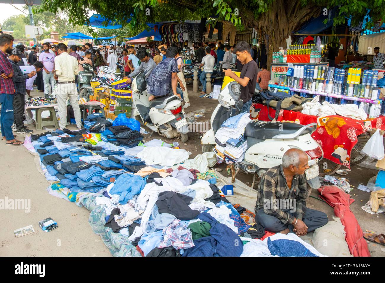 India, Delhi, Old Delhi, Chandni Chowk market in front of the Red Fort ...