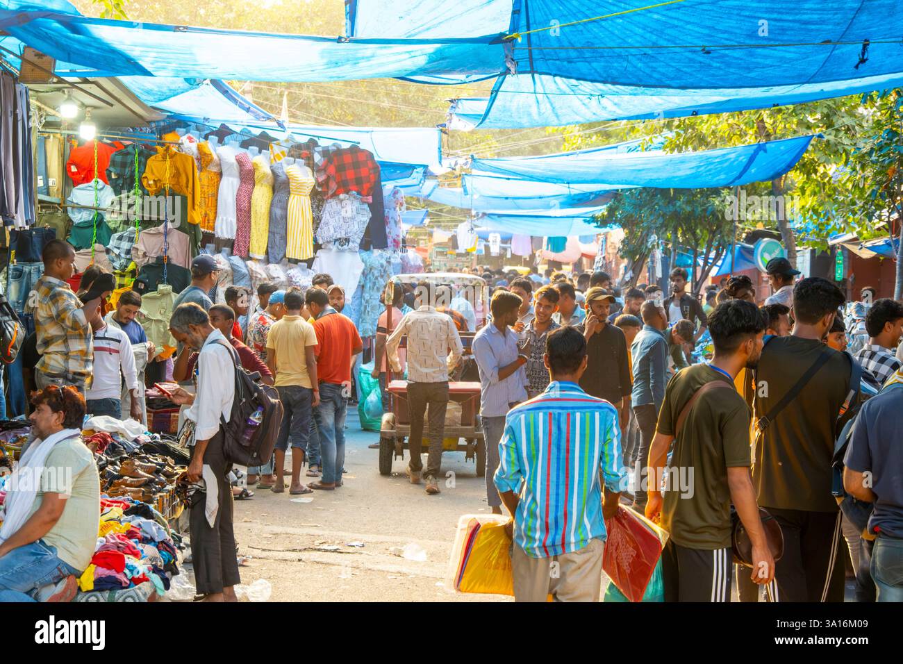 India, Delhi, Old Delhi, Chandni Chowk market in front of the Red Fort ...