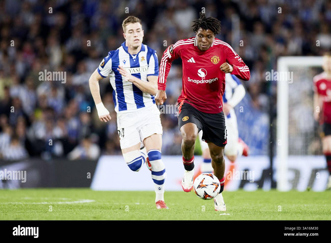 Patrick Dorgu of Manchester United during the UEFA Europa League, Round ...