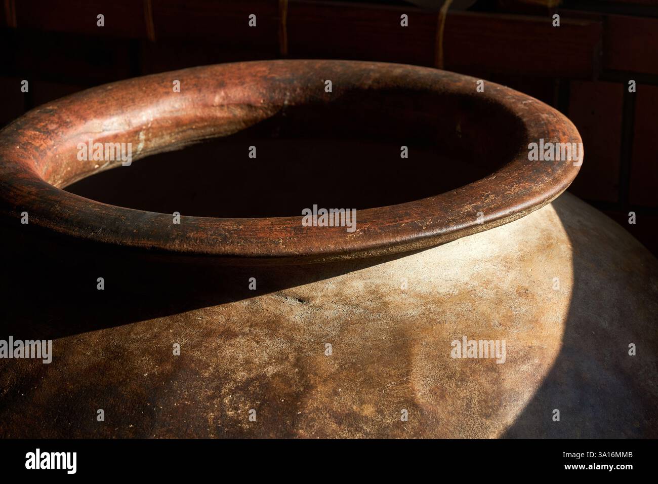 Ancient large clay pot, ceramic vase with wide neck closeup Stock Photo ...