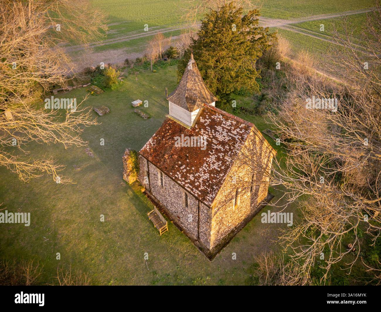 The early morning sun illuminates The Church of The Good Sheppard ...