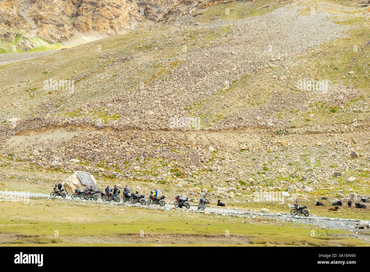 India, Ladakh state, Trans-Himalayan, motorbike tour on Royal enfield ...
