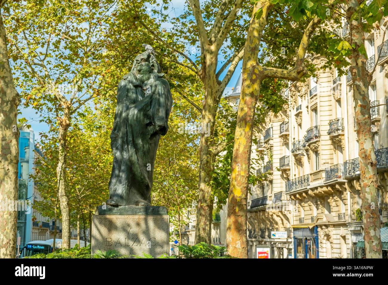 France, Paris, the statue of Honore de Balzac by Rodin located on ...