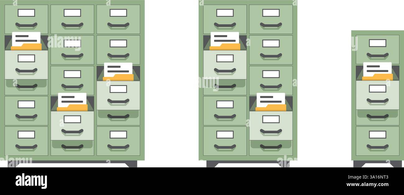 Office cabinet icon set collection in flat style. Furniture storage vector illustration on ...