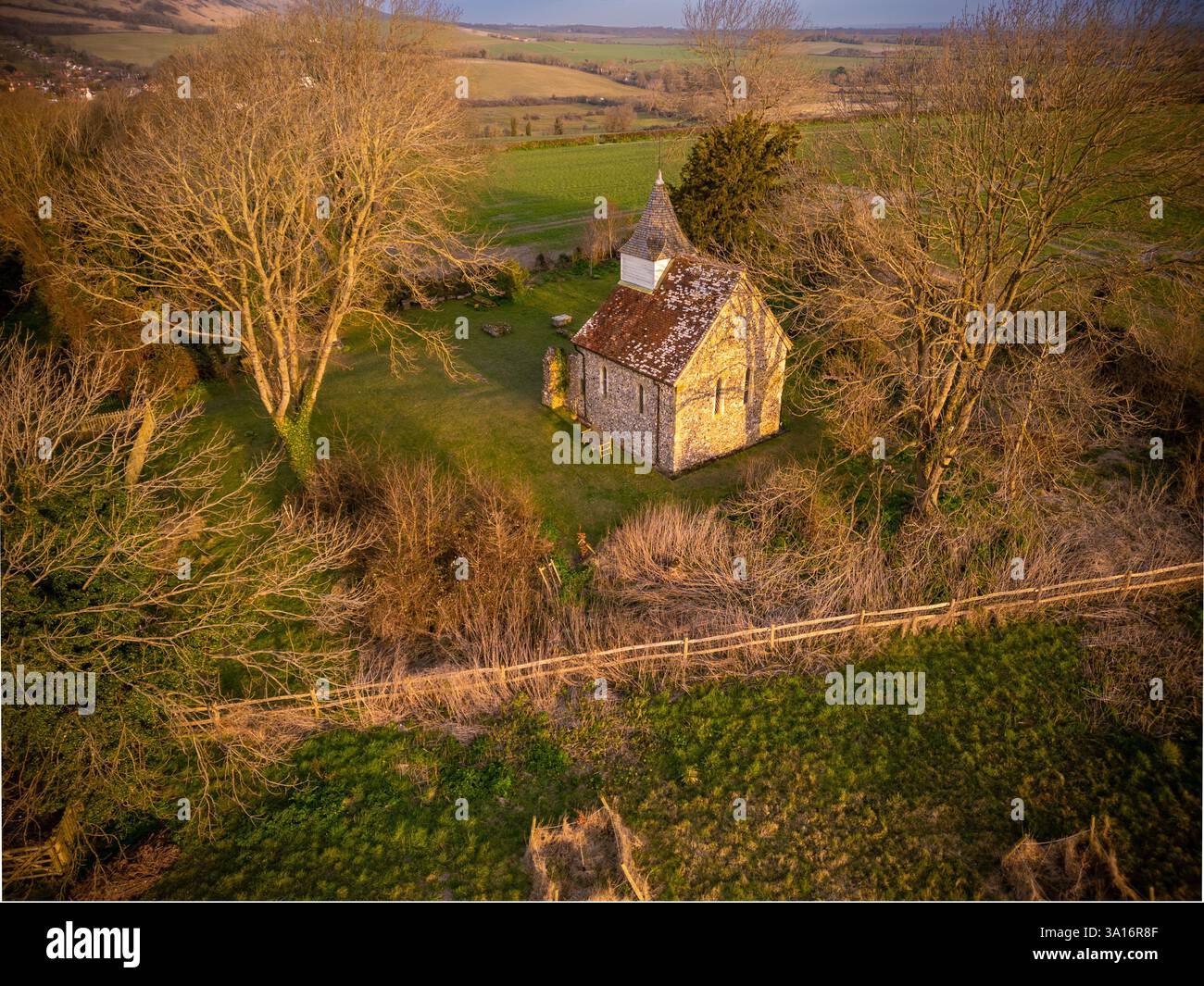 The early morning sun illuminates The Church of The Good Sheppard ...