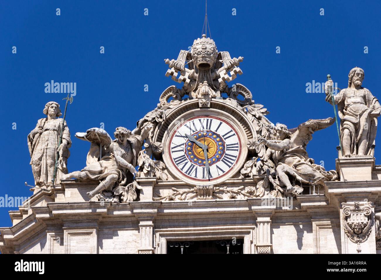 Vatican, Vatican City - July 1st 2019 - Close-up of the clock at the ...