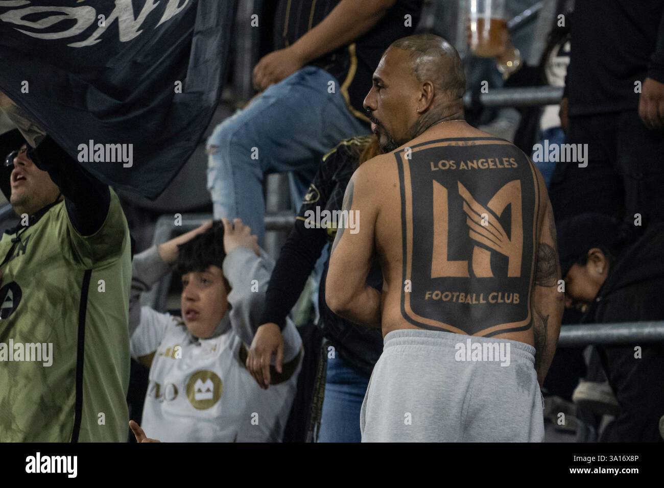 Los Angeles, United States. 04th Mar, 2025. A LAFC fan seen with a LAFC ...