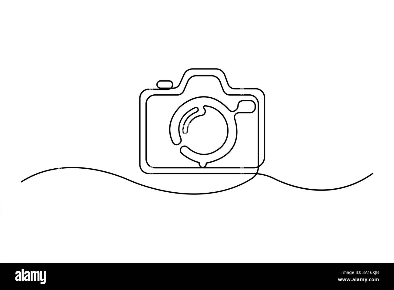 Continuous camera one line art drawing of sketch and outline vector art ...