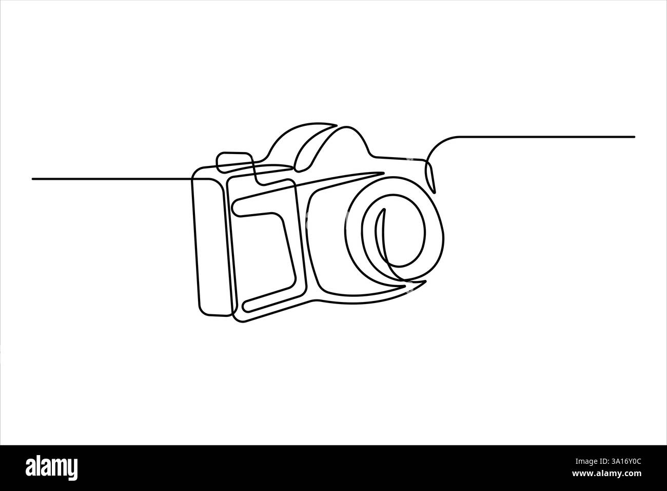 Continuous camera one line art drawing of sketch and outline vector art ...