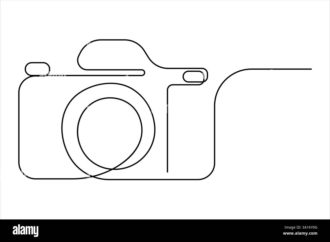 Continuous camera one line art drawing of sketch and outline vector art ...