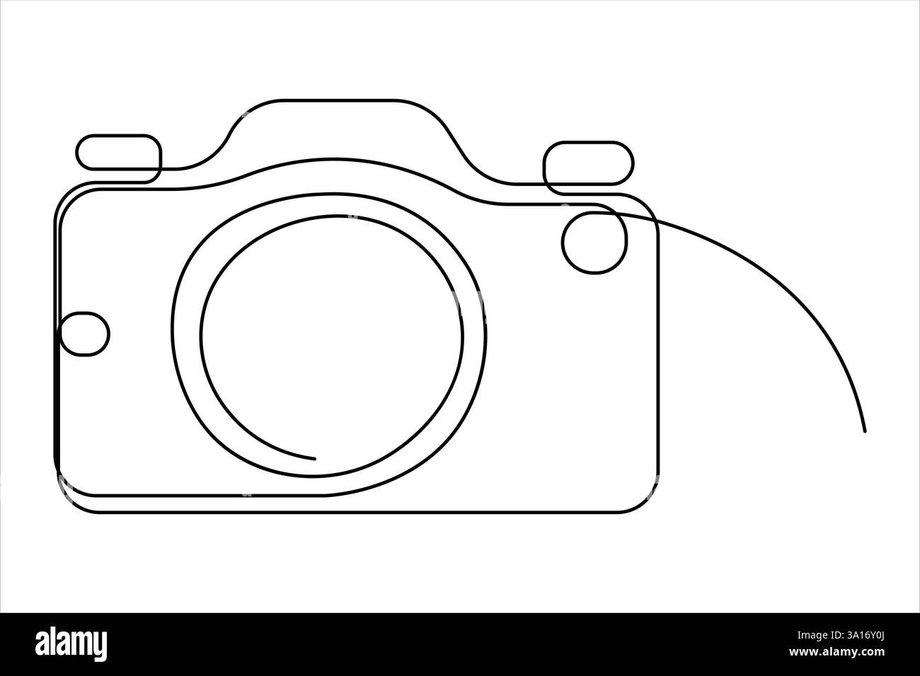 Continuous camera one line art drawing of sketch and outline vector art ...