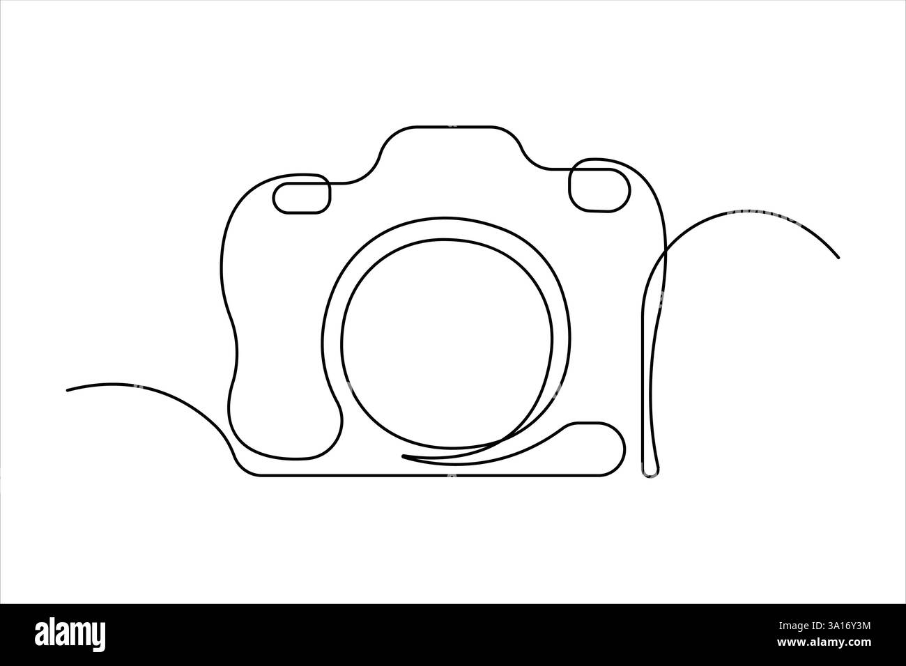Continuous camera one line art drawing of sketch and outline vector art ...