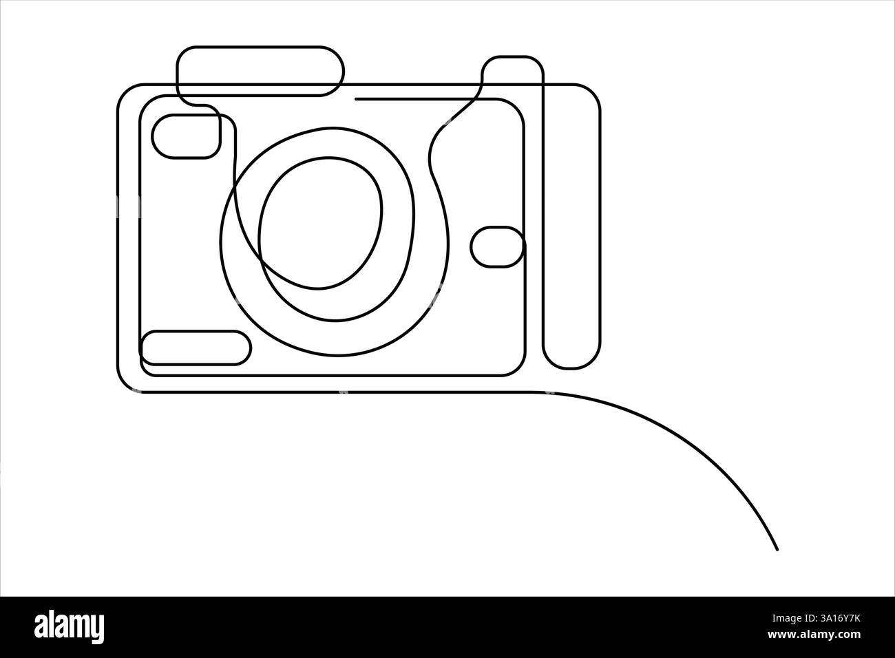 Continuous camera one line art drawing of sketch and outline vector art ...