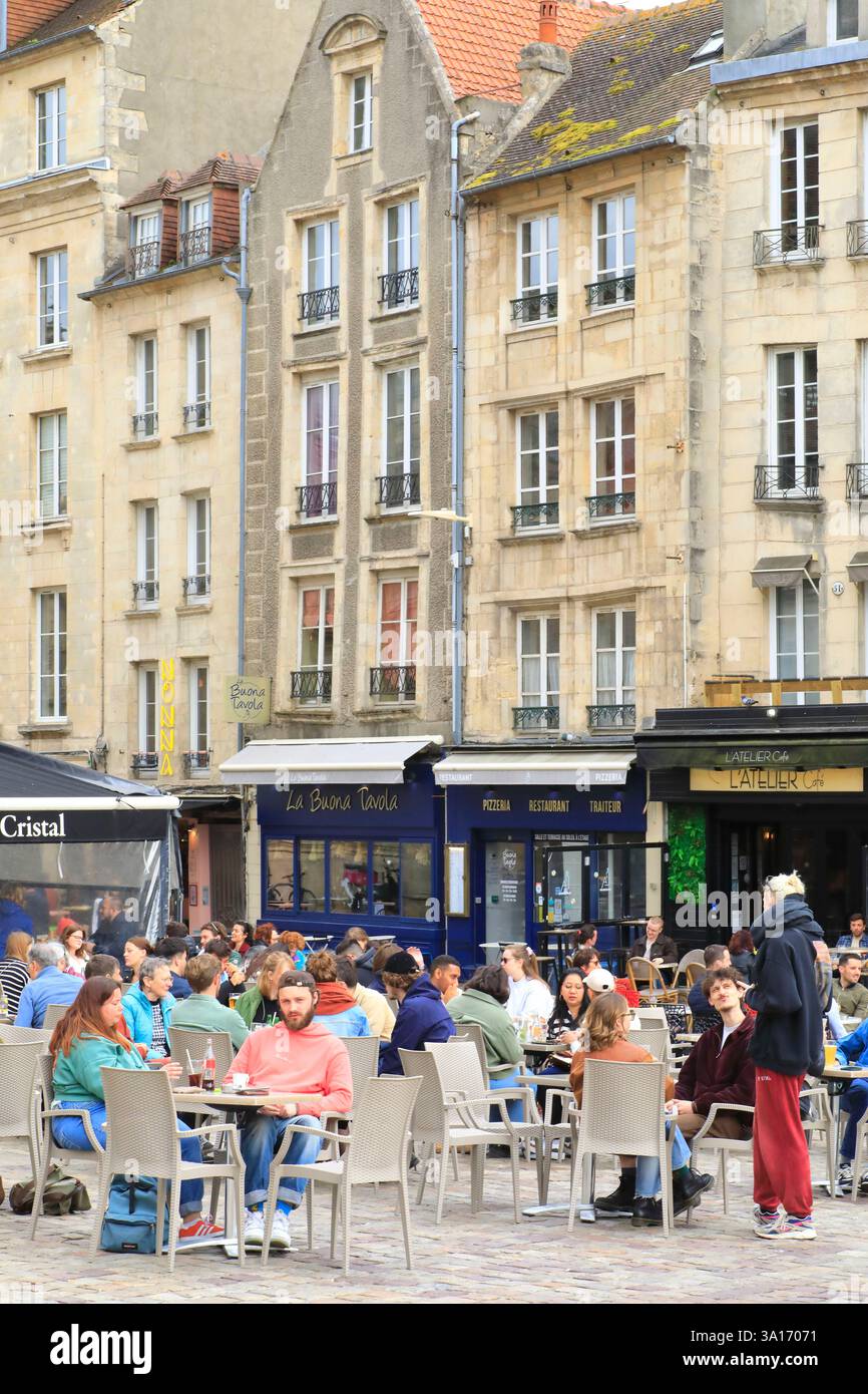 France, Calvados, Caen, town centre, Place Saint-Sauveur, café terraces ...