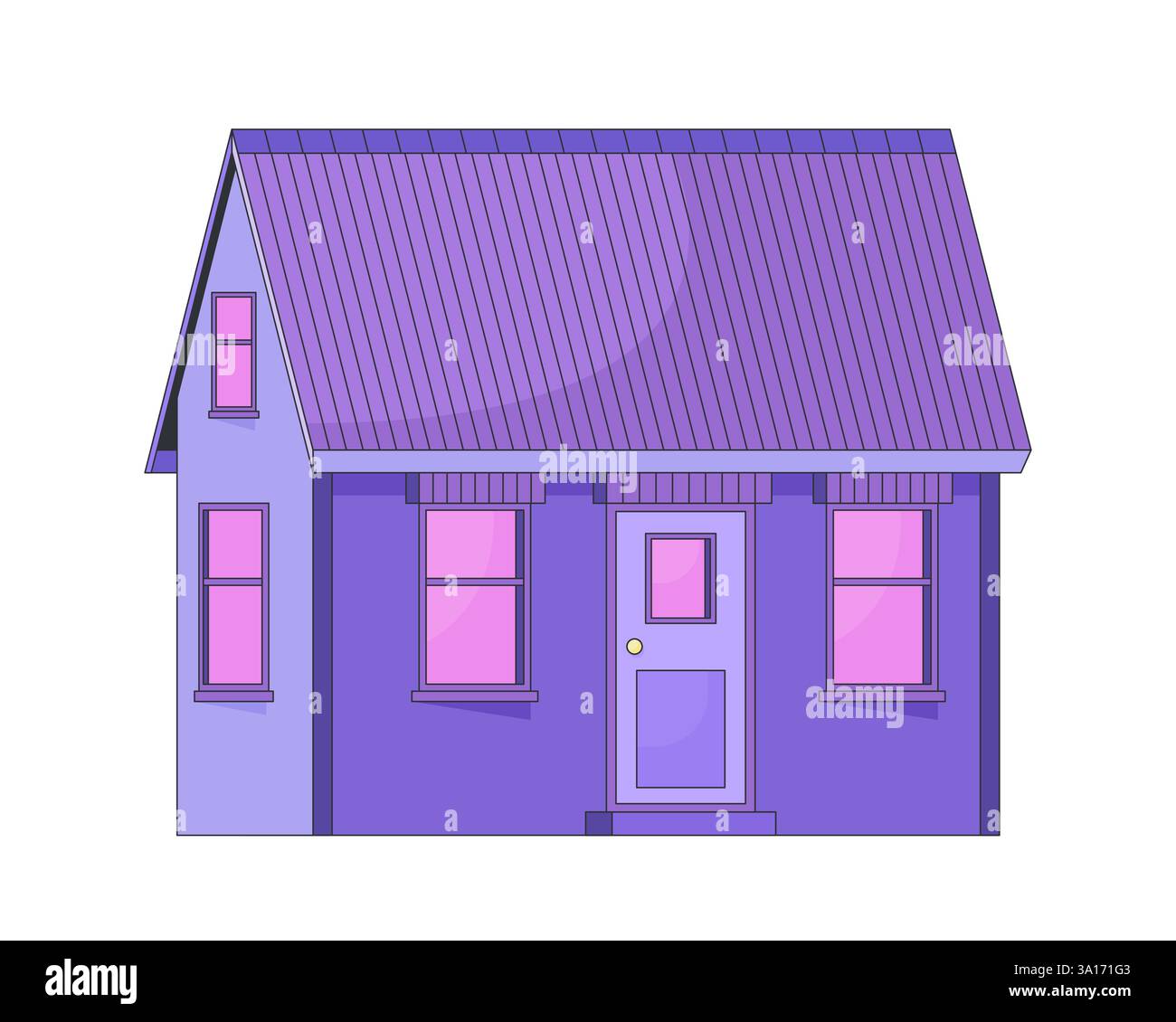 Cozy purple cottage with pitched roof 2D cartoon object Stock Vector ...