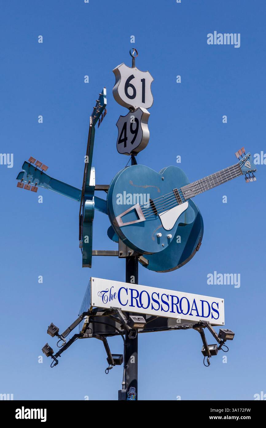 United States, Mississippi, Clarksdale, guitars at the iconic ...