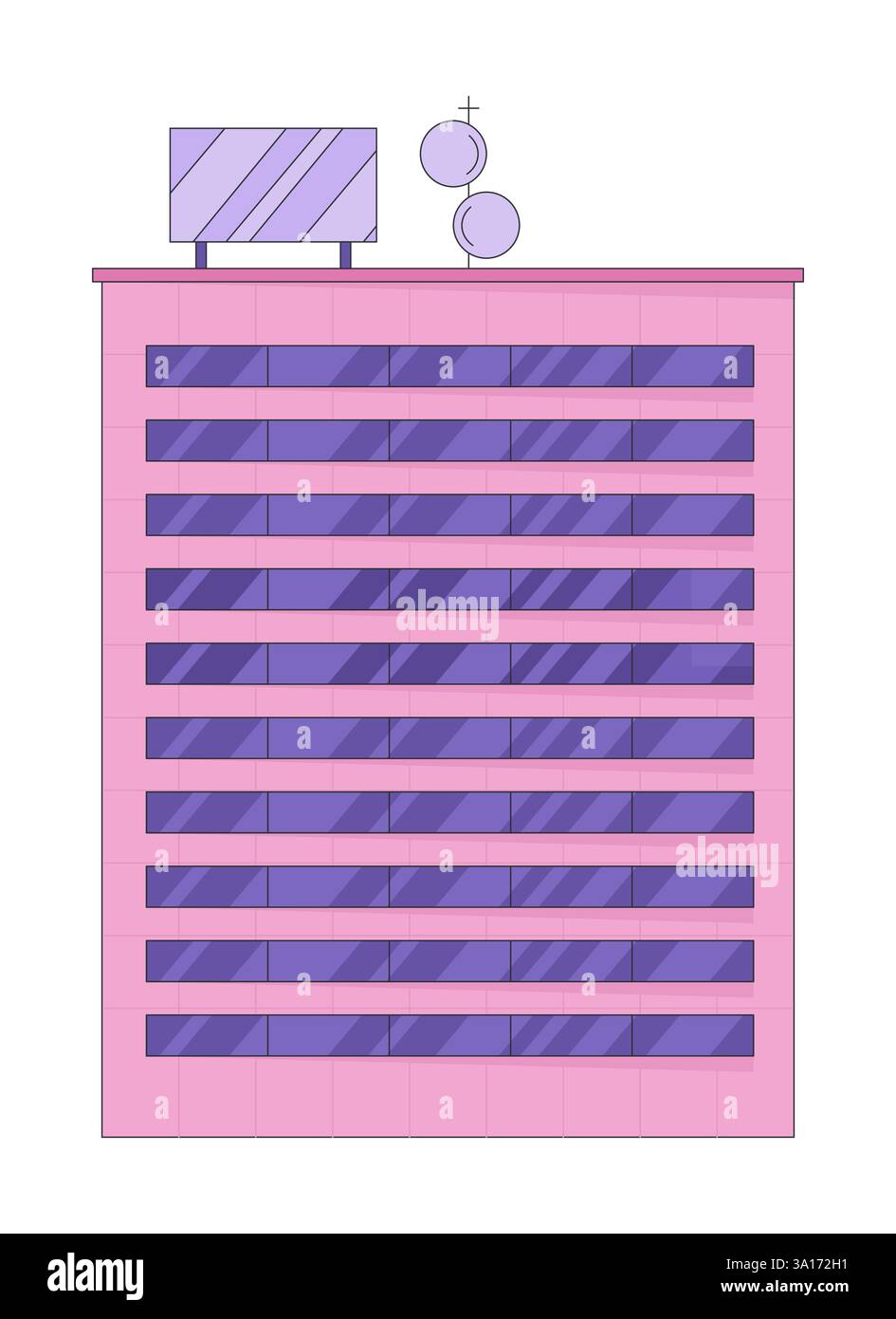 Contemporary office tower with glass windows 2D cartoon object Stock ...