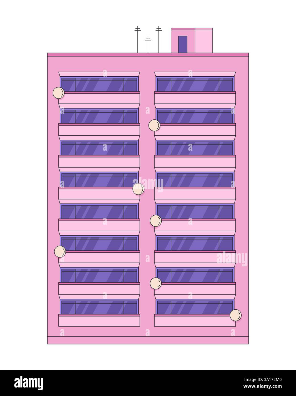 Modern apartment building with balconies 2D cartoon object Stock Vector ...