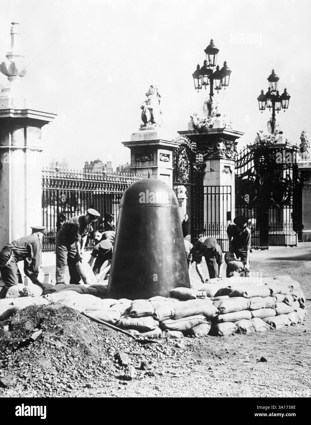 Small bunkers are erected to protect the guards at the royal family's ...