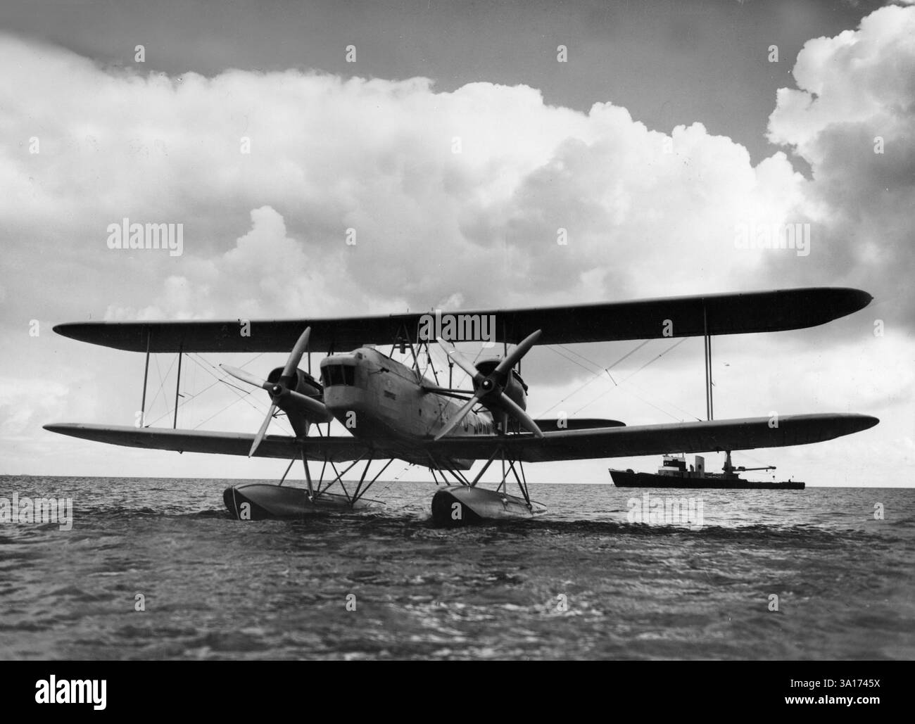 Heinkel He 59 seaplane at a naval air base, with the Krischan II air ...