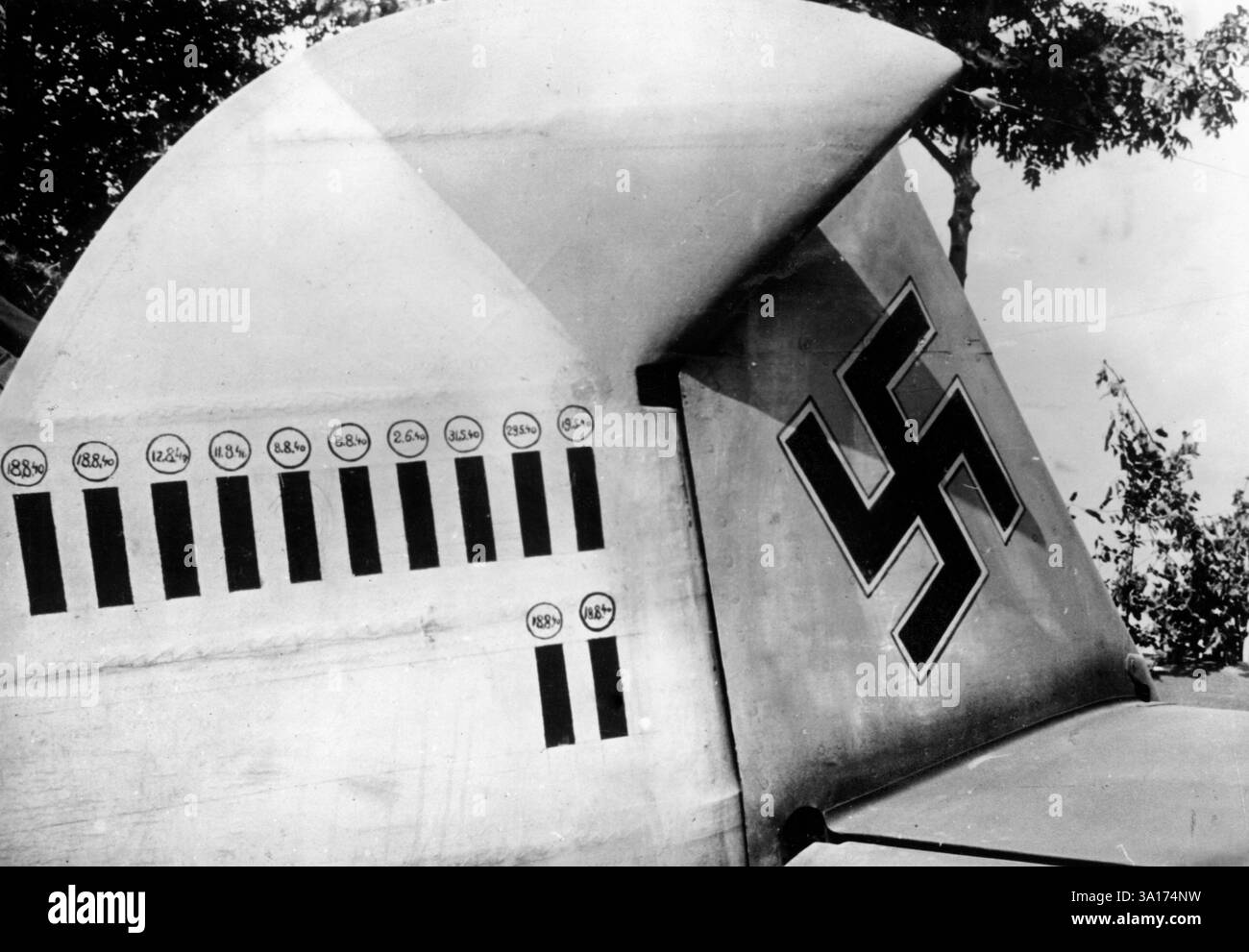 12 aerial victories are marked on the tail unit of a Messerschmitt Me ...