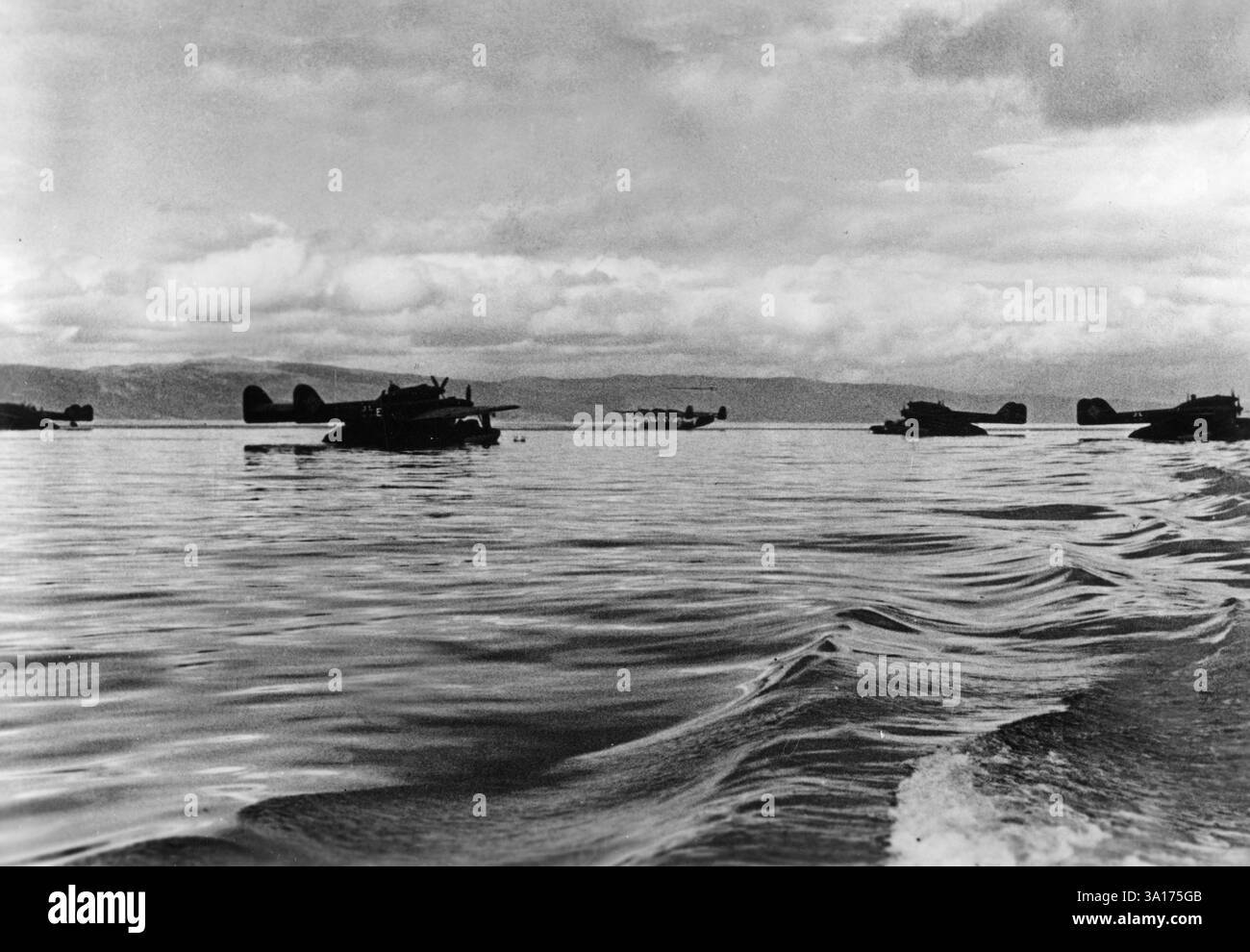 Blohm und Voss BV 138 flying boats at a naval air base in a fjord in ...