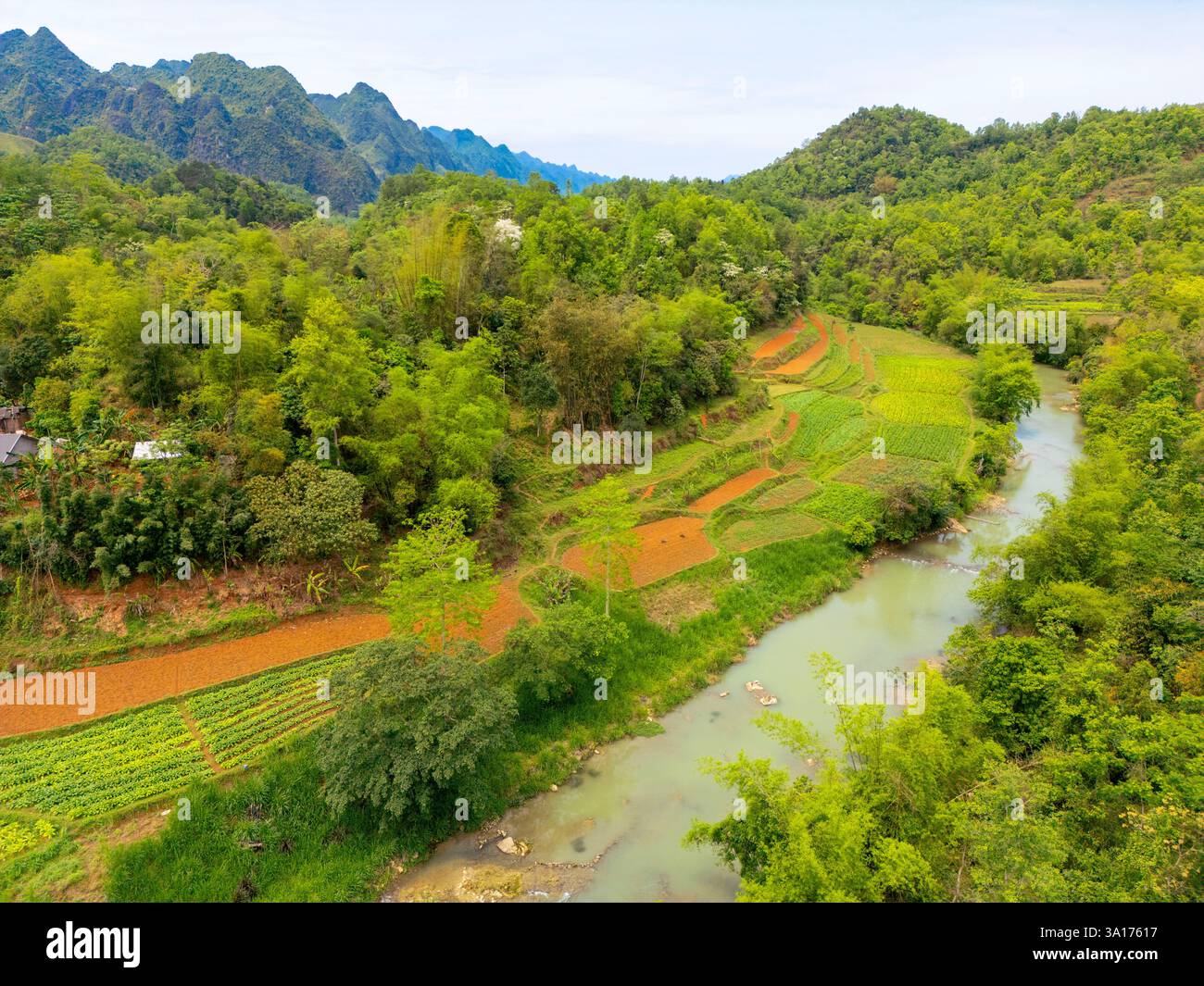 Vietnam, Upper Tonkin, Thong Nong region, the Song Bang river (aerial ...