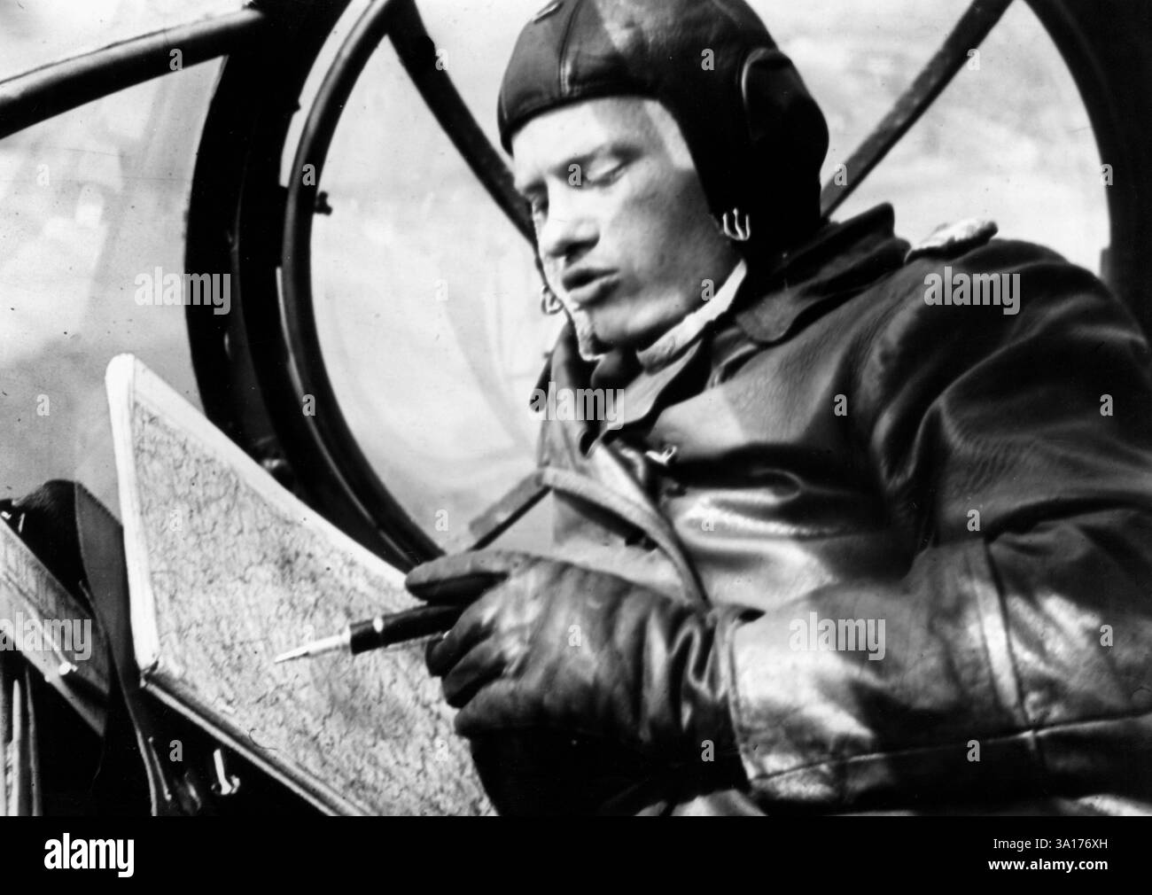 Observer of a Heinkel He 111 in the nose cockpit during flight ...