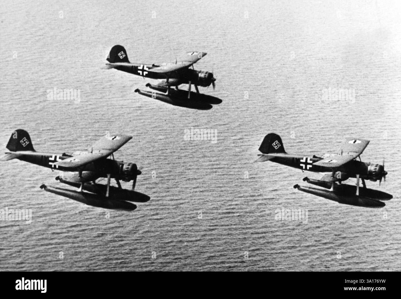 Heinkel He 114 seaplane in flight. [automated translation] Stock Photo ...