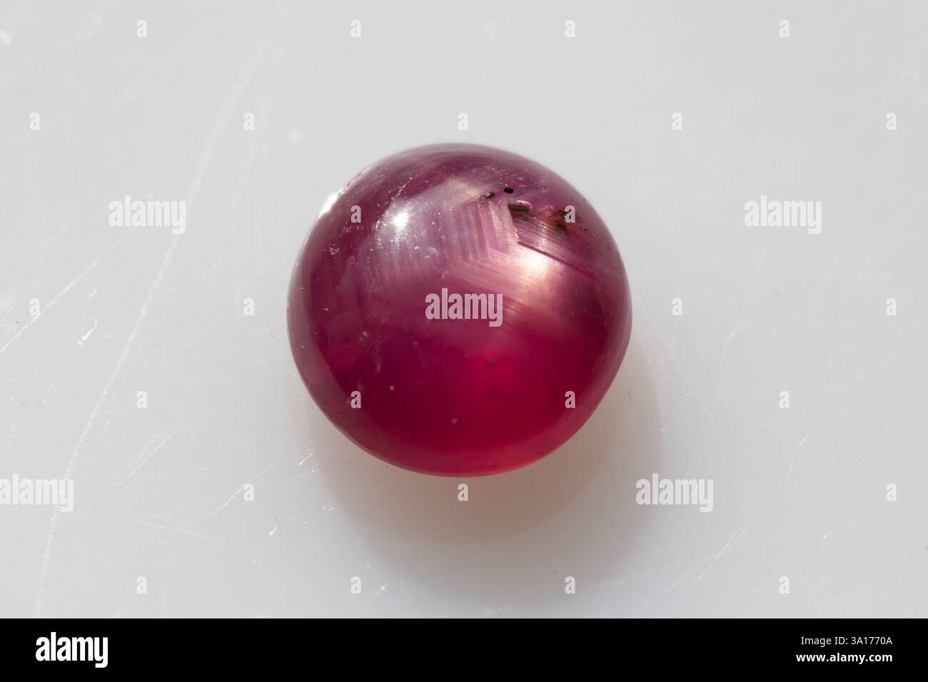 Natural Round Cabochon Red Ruby Gemstone Displaying Rare Six-Ray Star ...