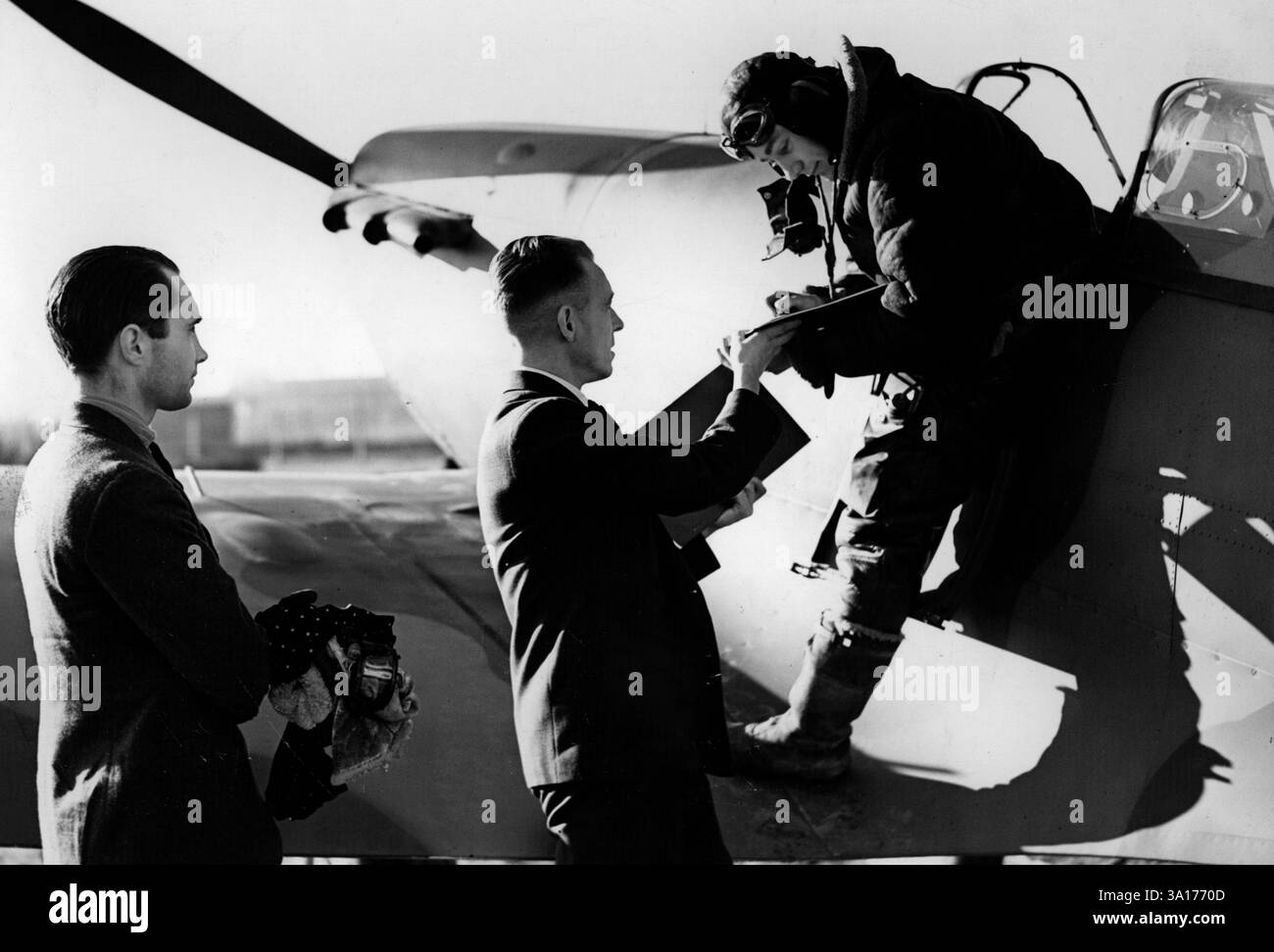 Battle of Britain: an aircraft flown in by a factory pilot is handed ...