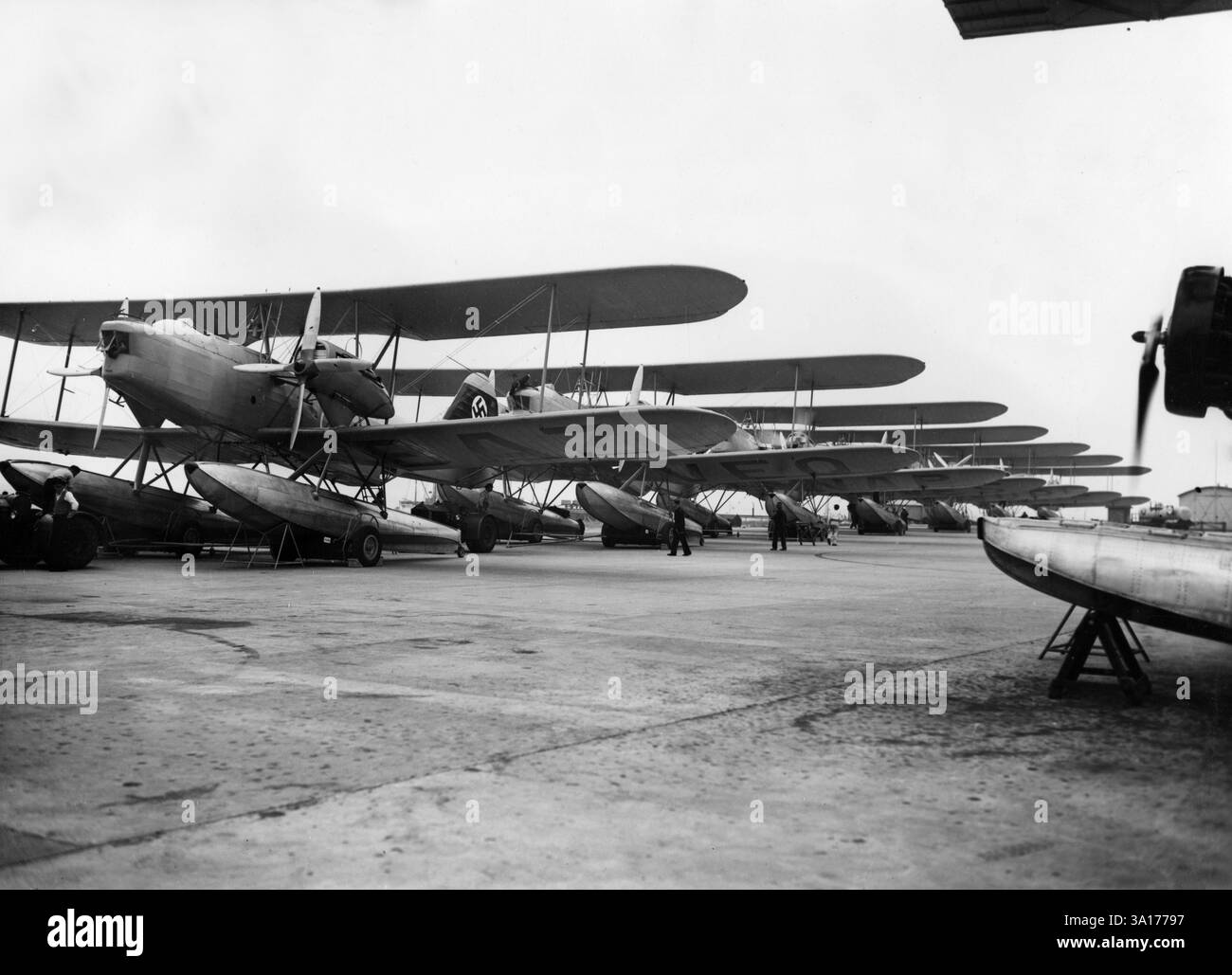 Heinkel He 59 seaplane at a naval air base. The photo was taken on the ...