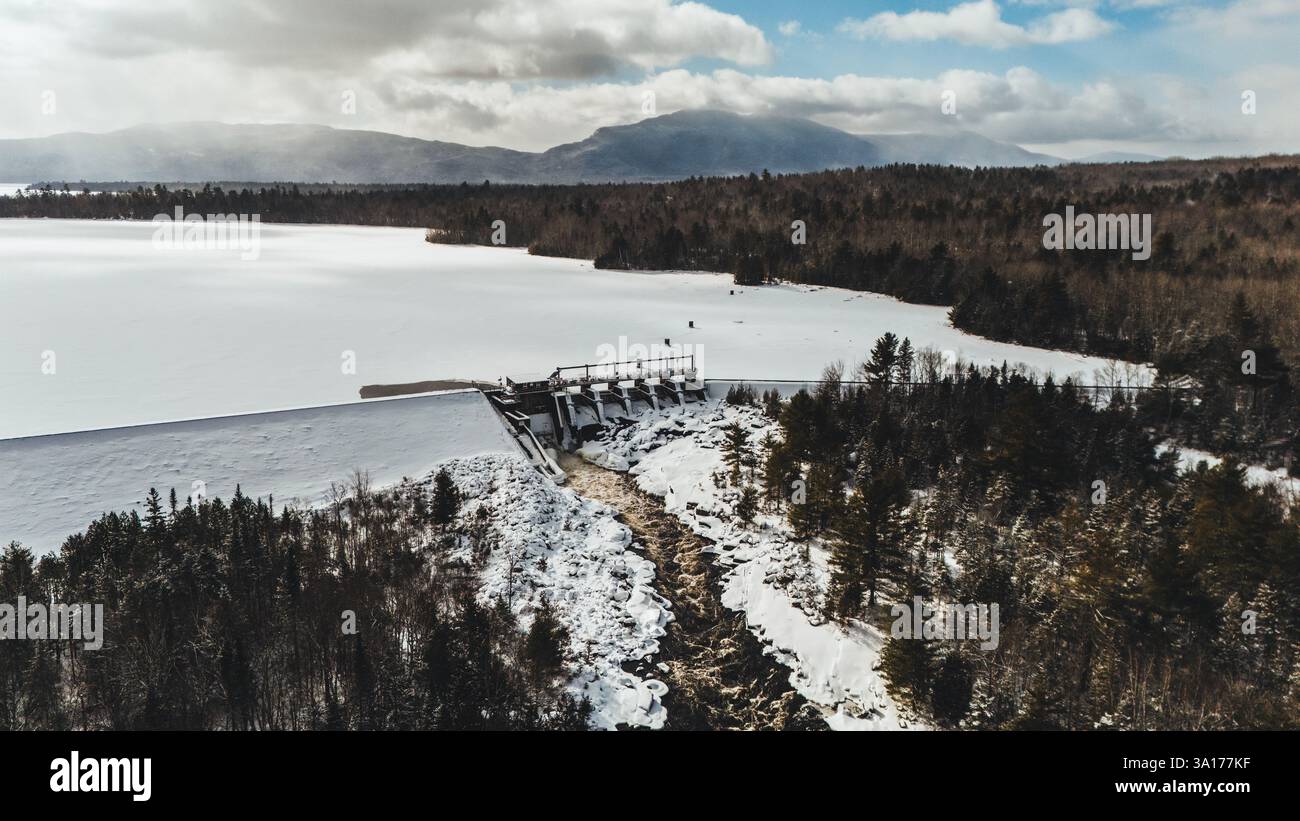 Hydroelectric station in winter helping prevent climate change Stock ...