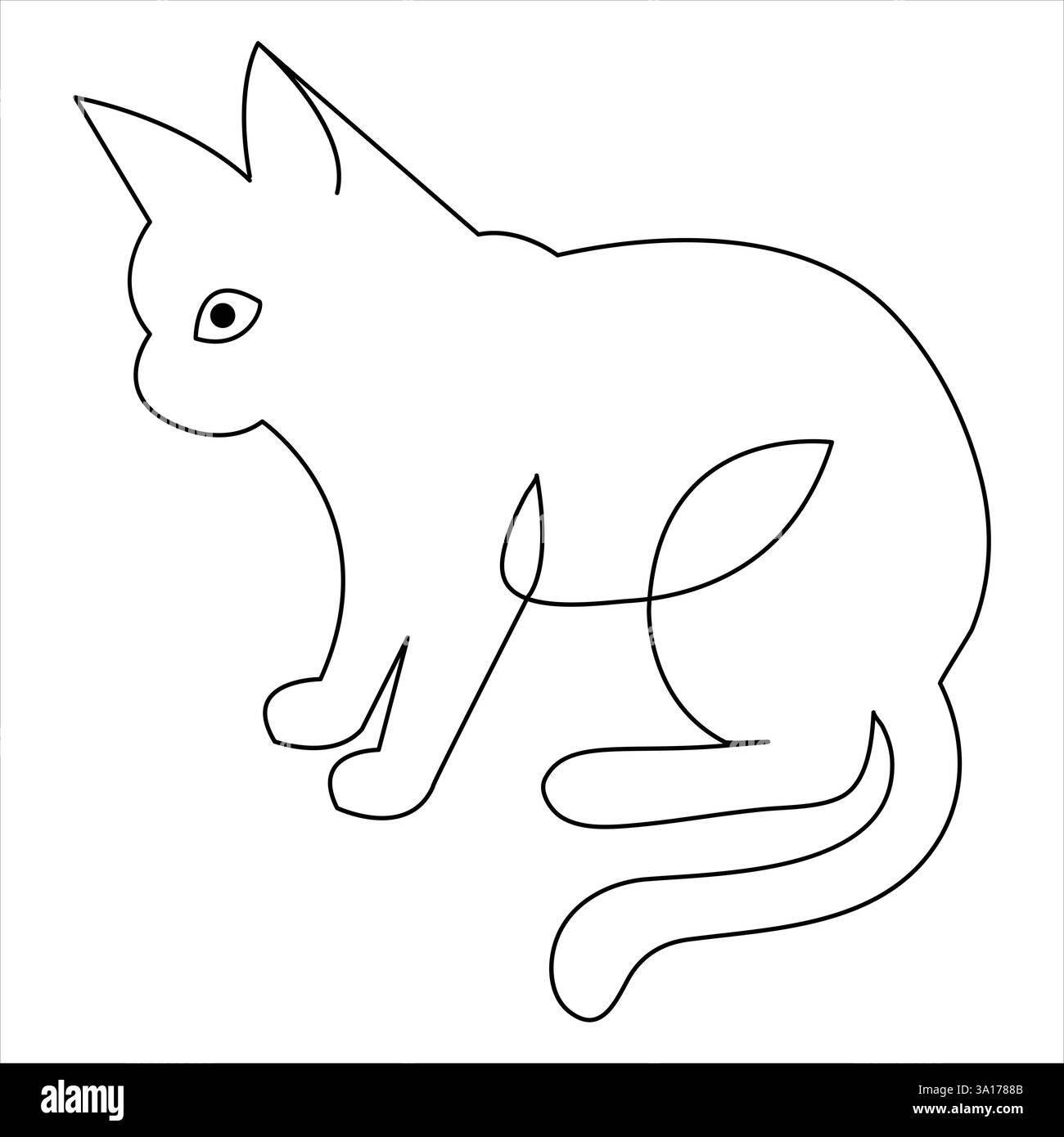 Cat pet single line art drawing continuous outline silhouette vector ...