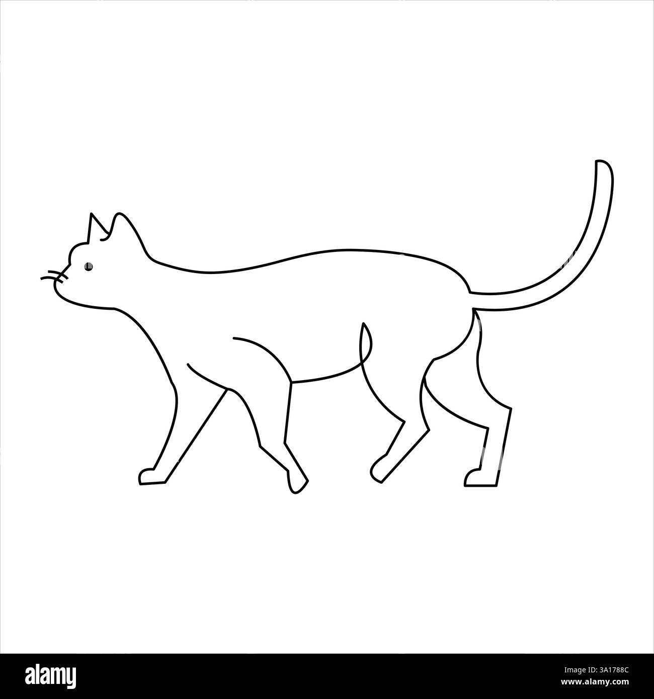 Cat pet single line art drawing continuous outline silhouette vector ...