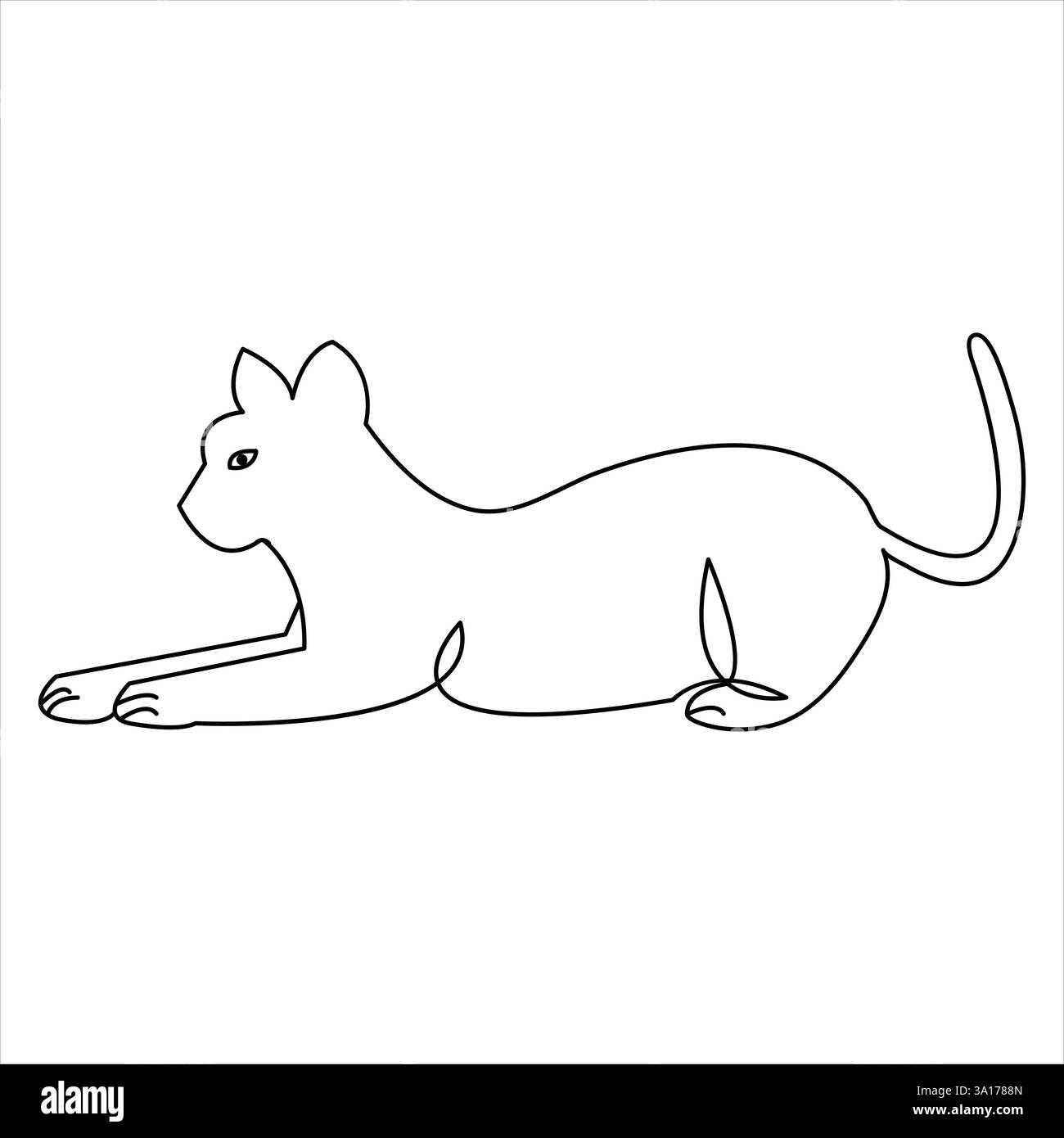 Cat pet single line art drawing continuous outline silhouette vector ...