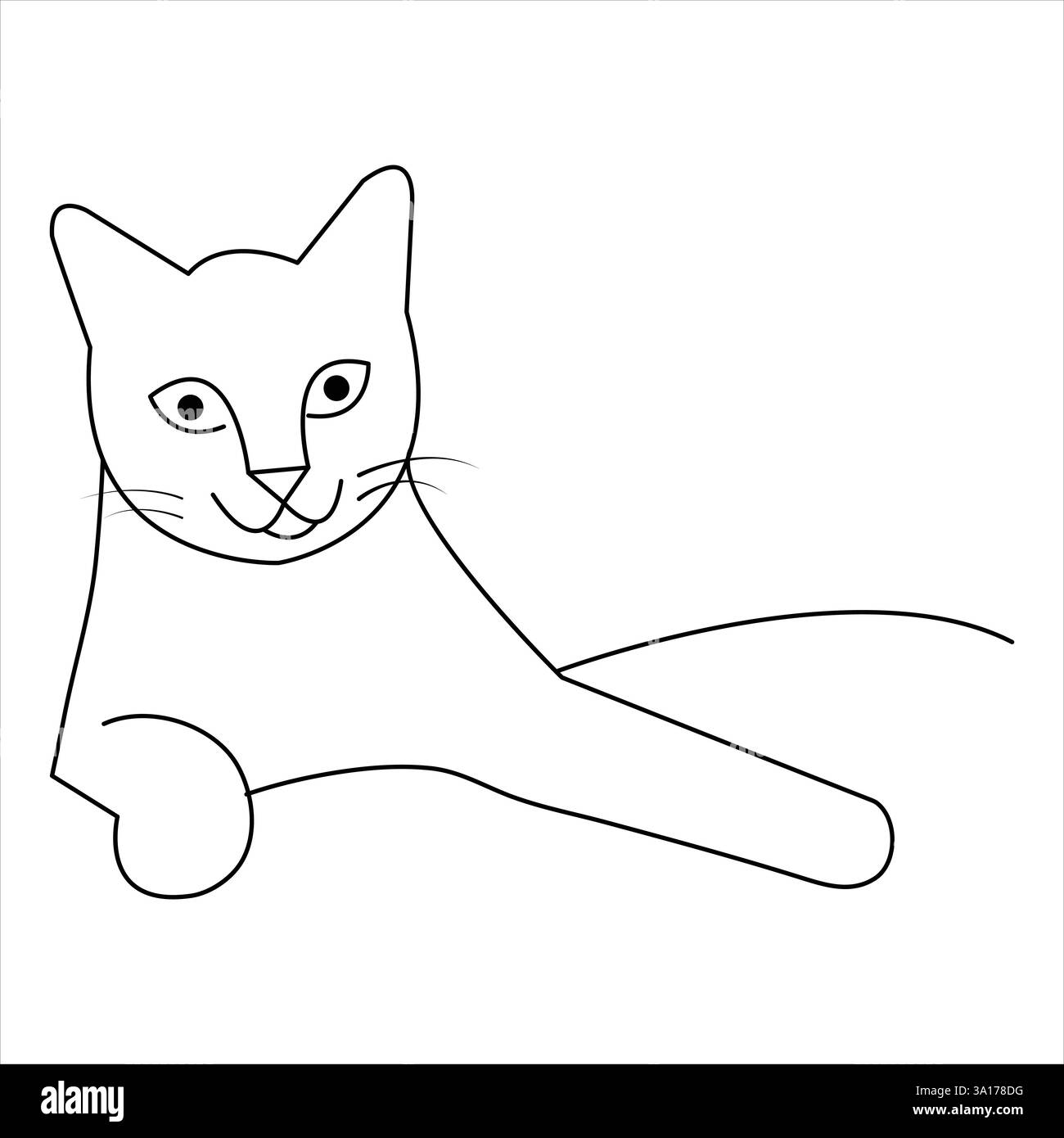 Cat pet single line art drawing continuous outline silhouette vector ...