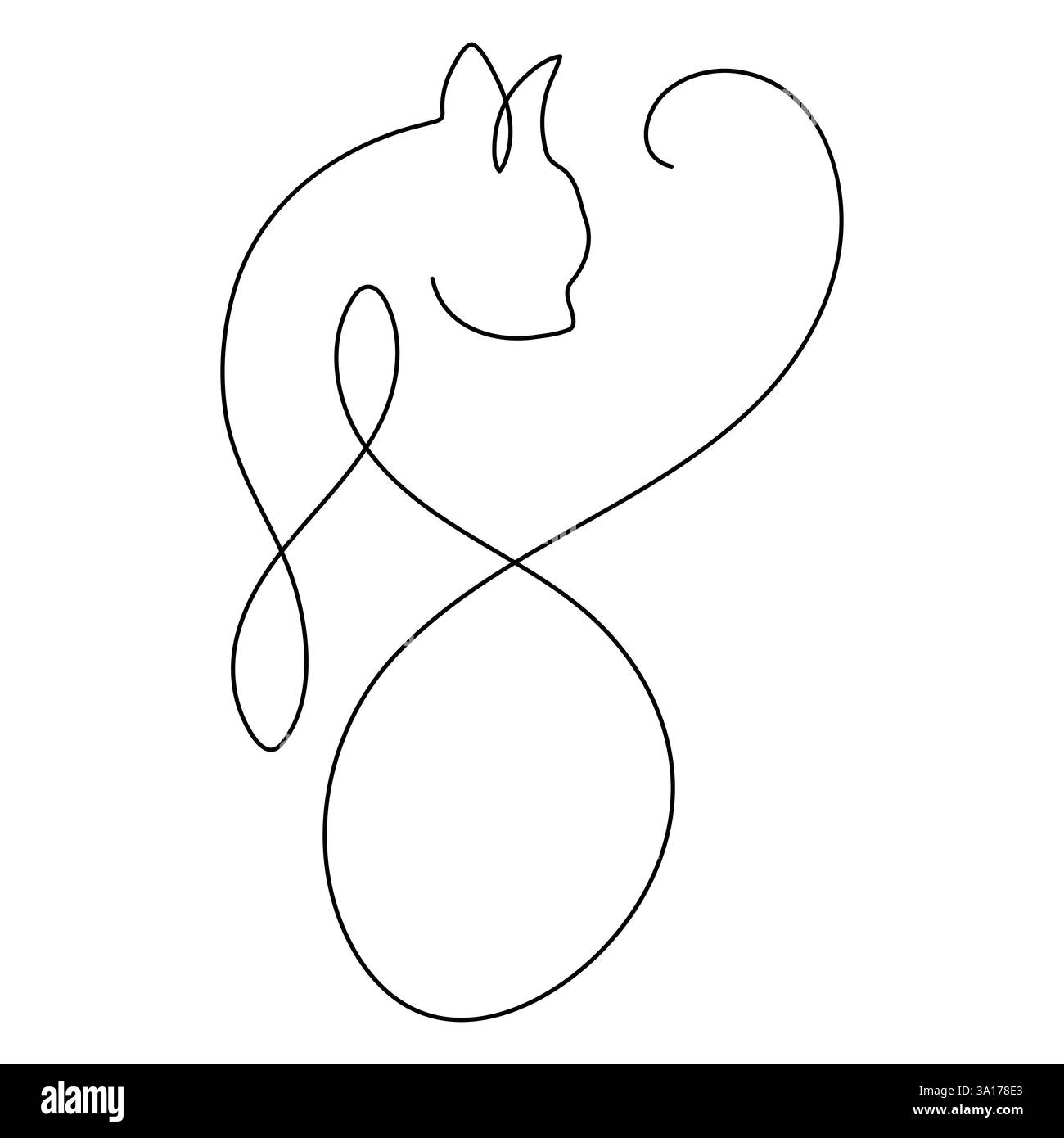 Cat pet single line art drawing continuous outline silhouette vector ...