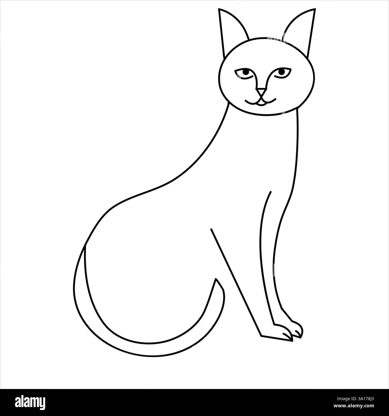Cat pet single line art drawing continuous outline silhouette vector ...