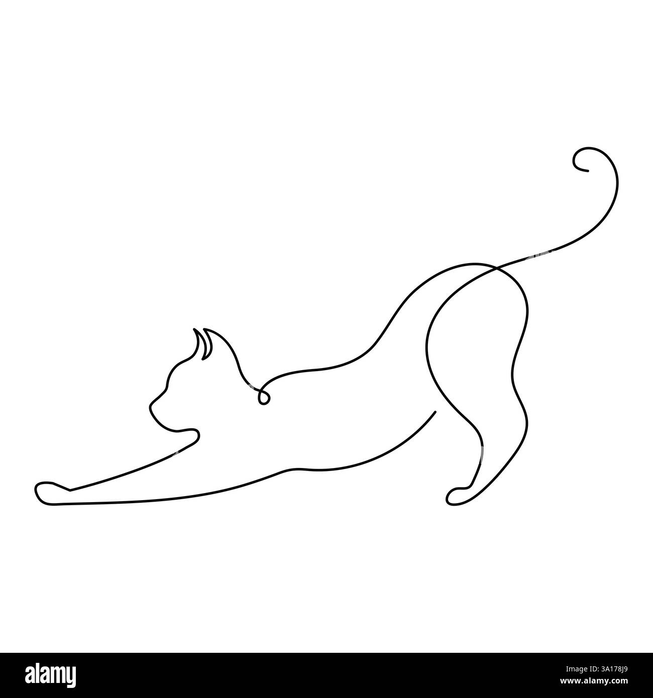 Cat pet single line art drawing continuous outline silhouette vector ...