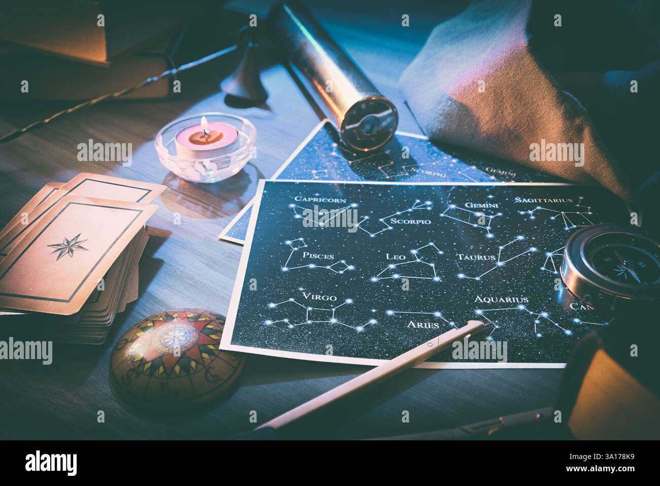 Esoteric astrological background detail with map with constellations ...