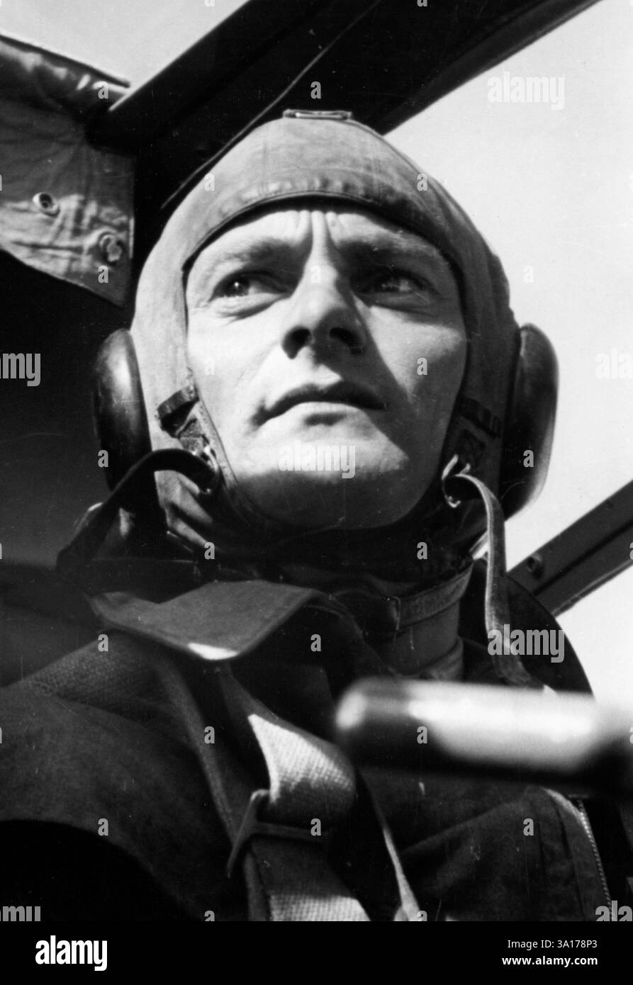 Pilot in a German fighter plane during a mission. [automated ...