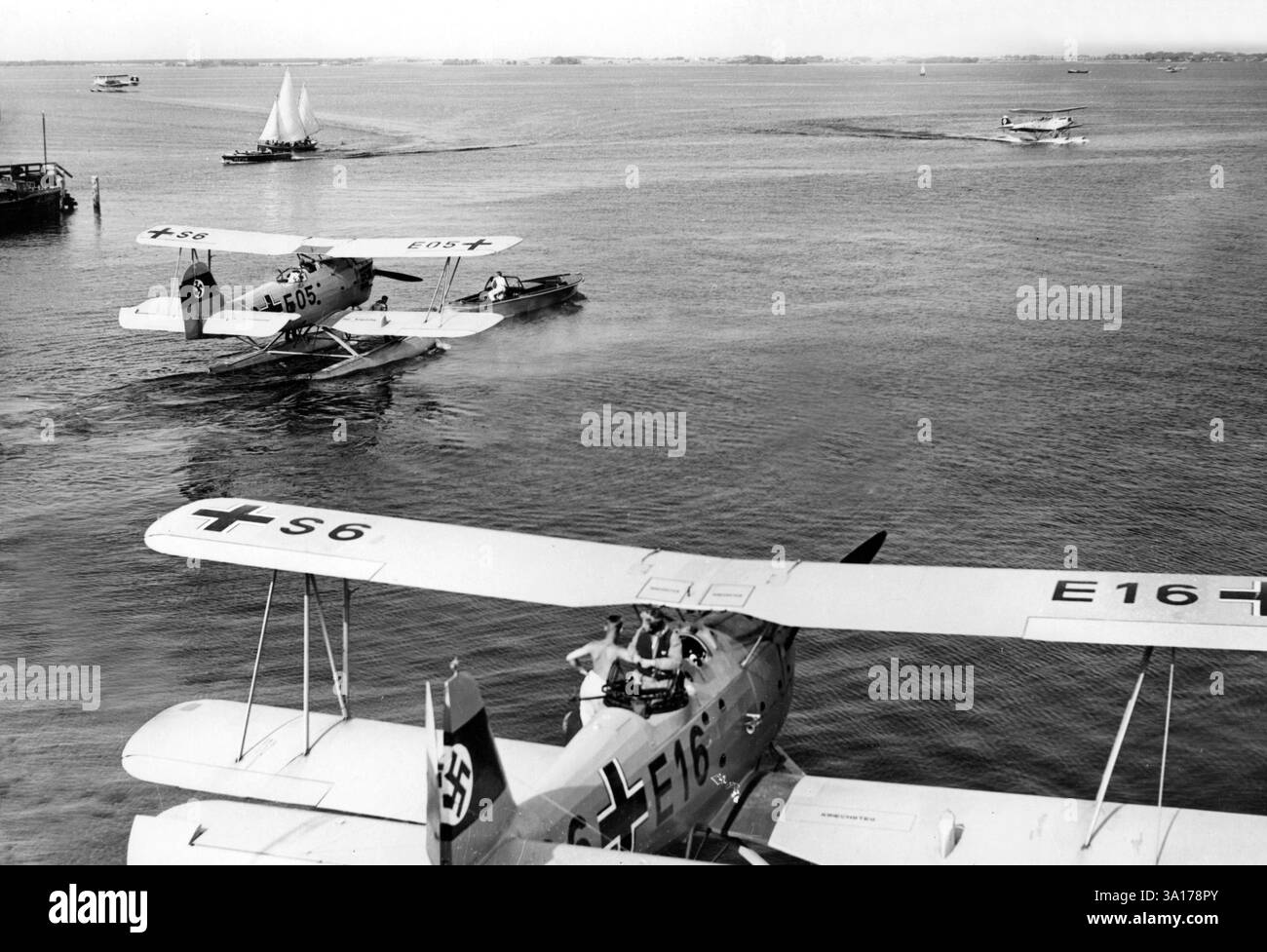 Heinkel He 60 seaplanes at the Bug naval air base near Bergen on Rügen ...