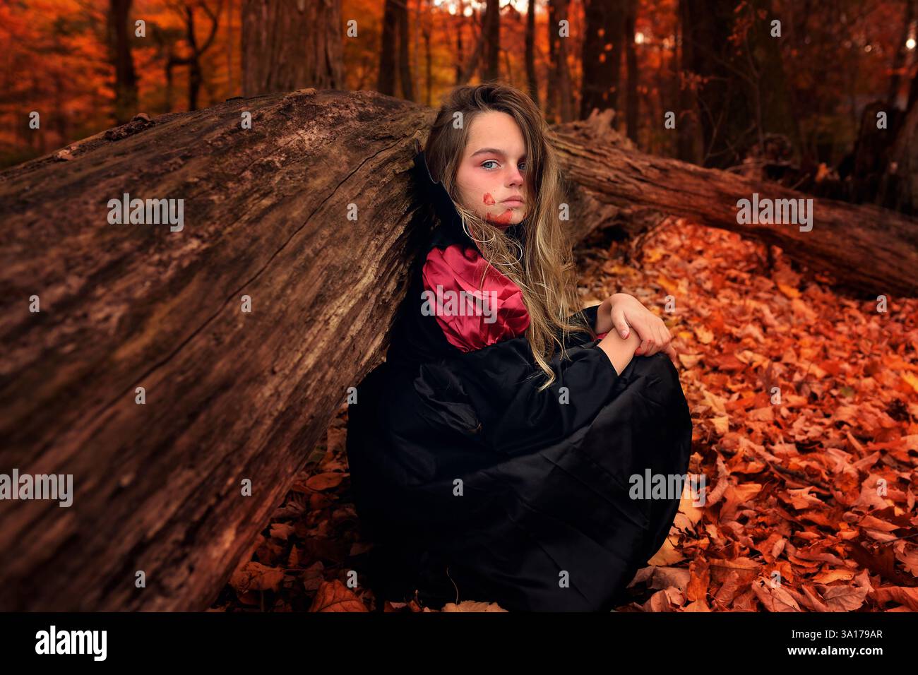 Beautiful tween girl dressed as Vampire Halloween Stock Photo - Alamy