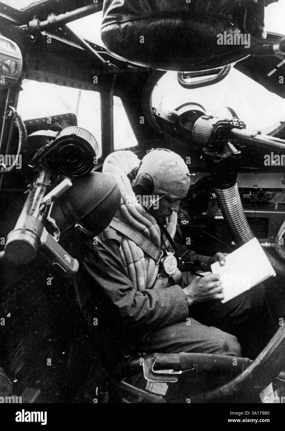 Radio operator on board a German fighter plane during a mission over ...