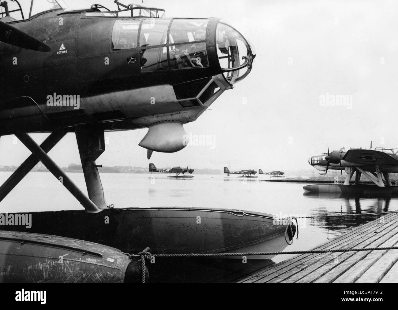 Heinkel He 115 of the German Air Force at a naval air base. [automated ...